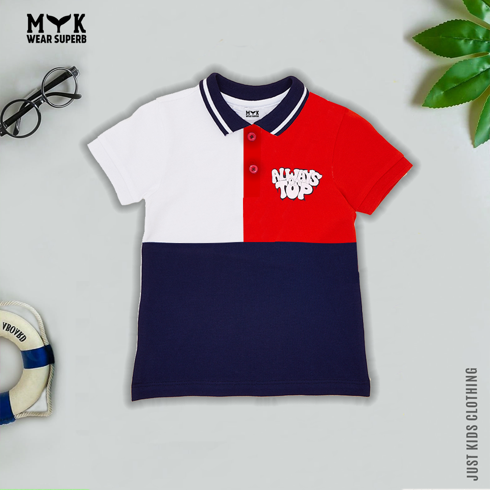 Buy MYK Color Block Polo T-Shirt with Short Sleeves